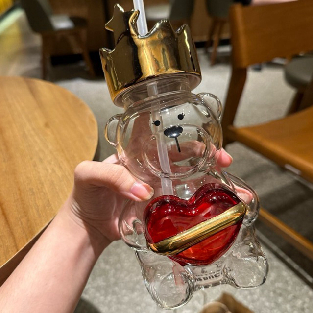 New Starbucks Tumbler Bearista Crown Heart Glass Valentine Edition 2022 ...