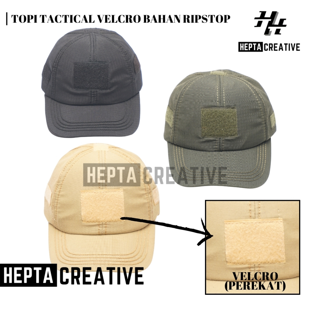 หมวก Velcro TACTICAL PLAIN RIPSTOP MATERIAL CREATIVE | Shopee Thailand