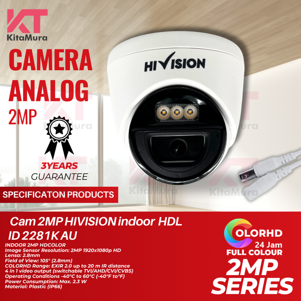 Hi VISION INDOOR 2MP COLORHD II 1080P กล้องวงจรปิด INDOOR ANLOG ANALOG ...