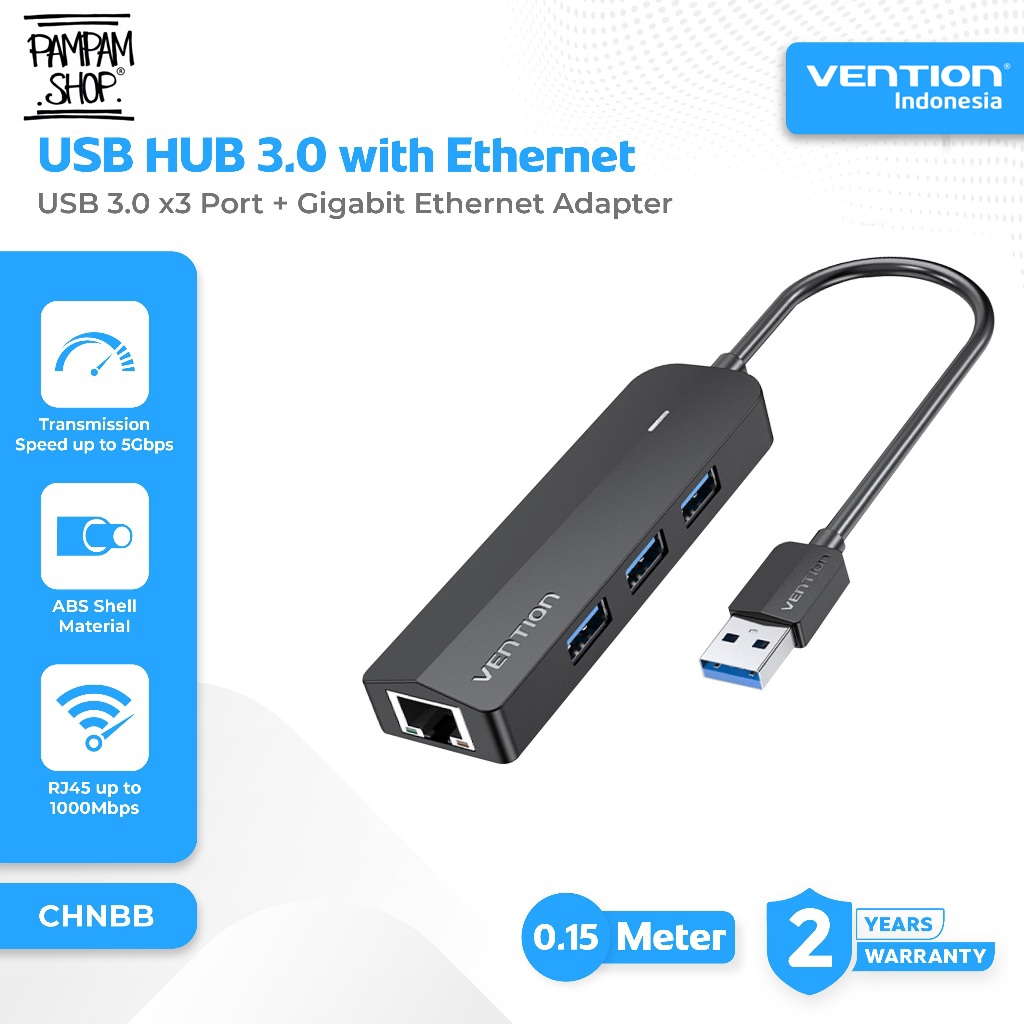 VENTION VENSTION CHNBB USB HUB 3.0 ถึง 3x พอร์ต USB 3.0 และอะแดปเตอร์ ...
