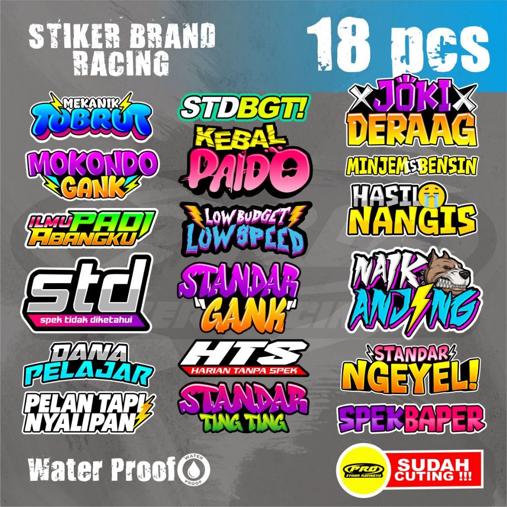 สติ๊กเกอร์แพ็ค CONTAINS 18PCS BRAND RACING JOKI DRAG WATERPROOF VYNIL ...