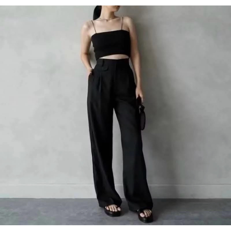 Oro PANTS HIGHWIST LOOSE PANTS TROUSERS. พรีเมี่ยม SEMIWOLLA ANTI-CRANK ...