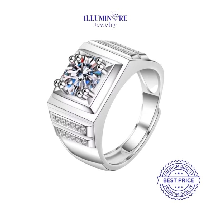 Illuminare-(ต้นฉบับ 100%) MS-RG92 Men Lab Create Diamond 2ct Silver S925 Platinum Plating GRA ...