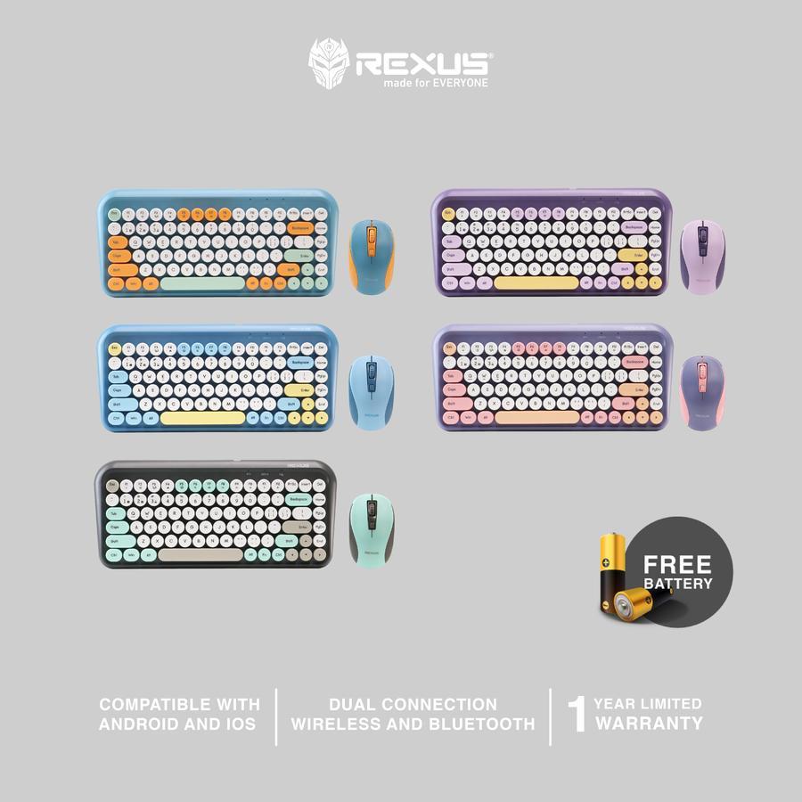 Rexus KM11 / KM-11 Retro Combo Bundle คีย์บอร์ดและเมาส์ไร้สาย | Shopee ...