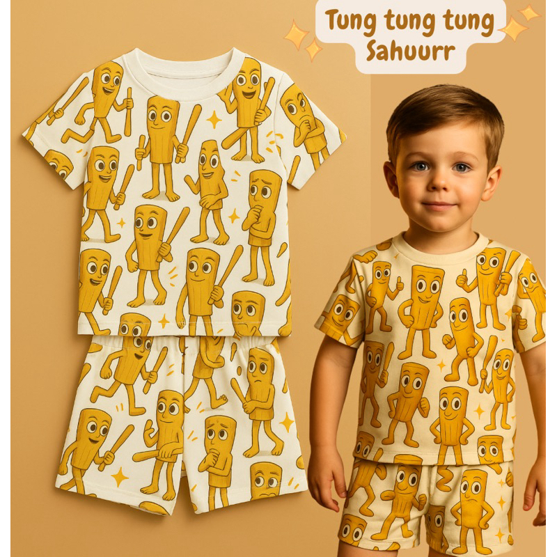 CHILDRENS SET TUNG SAHUR ANOMALI TRALALERO TRAALA FULL PRINT LIMITED ...