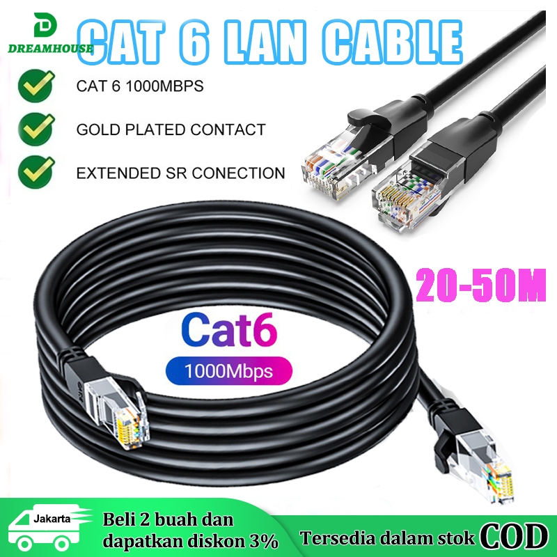 RJ45 CAT6 สาย LAN 10Gbps Gigabit Ethernet 20M/50M UTP สายชายกับชาย ...