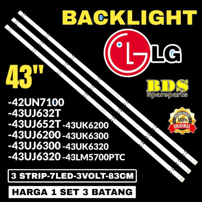 Lg LED TV BACKLIGHT 43 INC 43UJ632T 43UK6300 43UJ652 43UJ6200 43UN7100 ...