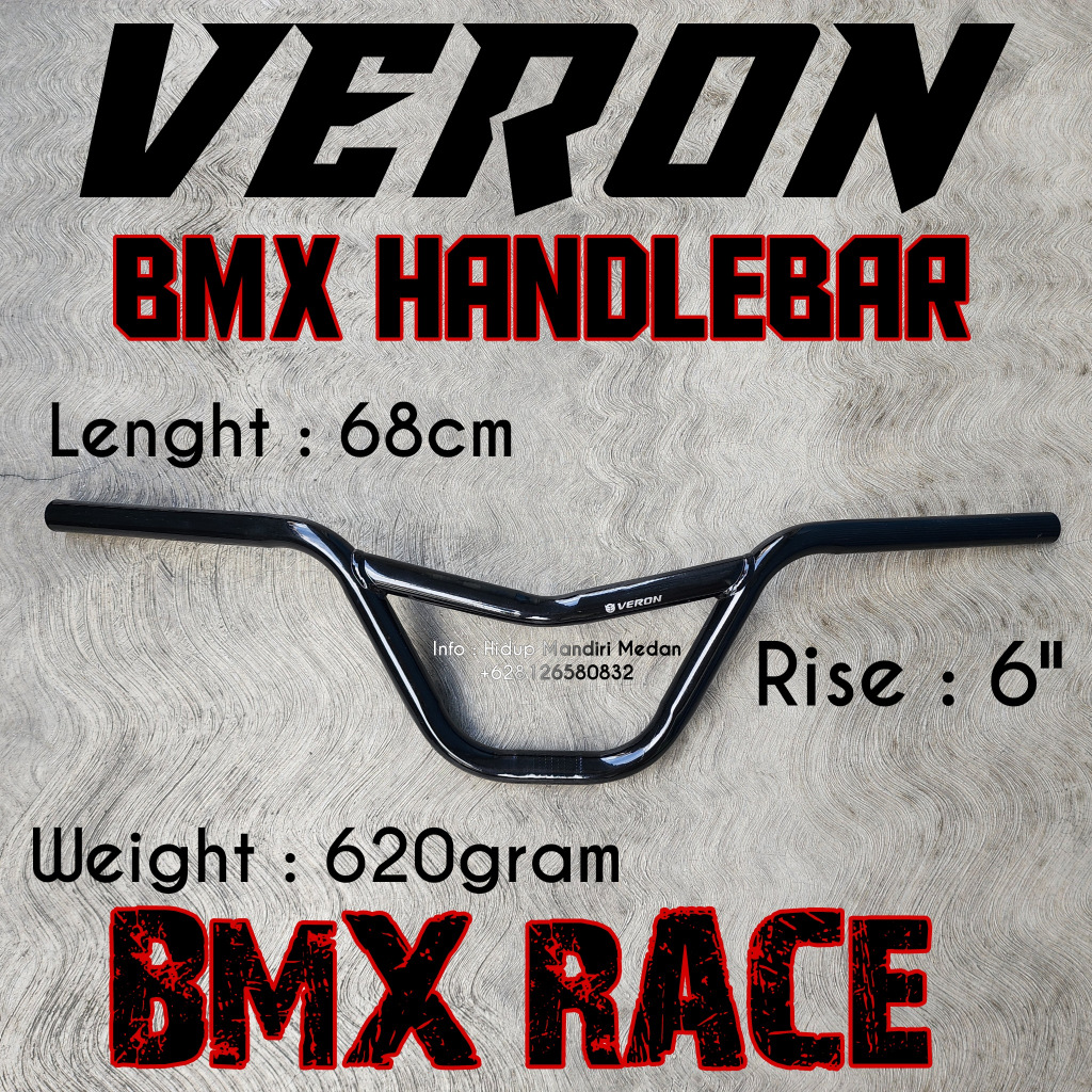 RACE Veron BMX Bar รุ่น M Rise 6 นิ้ว แฮนด์สีดํา กว้าง 68 ซม. แฮนด์ ...