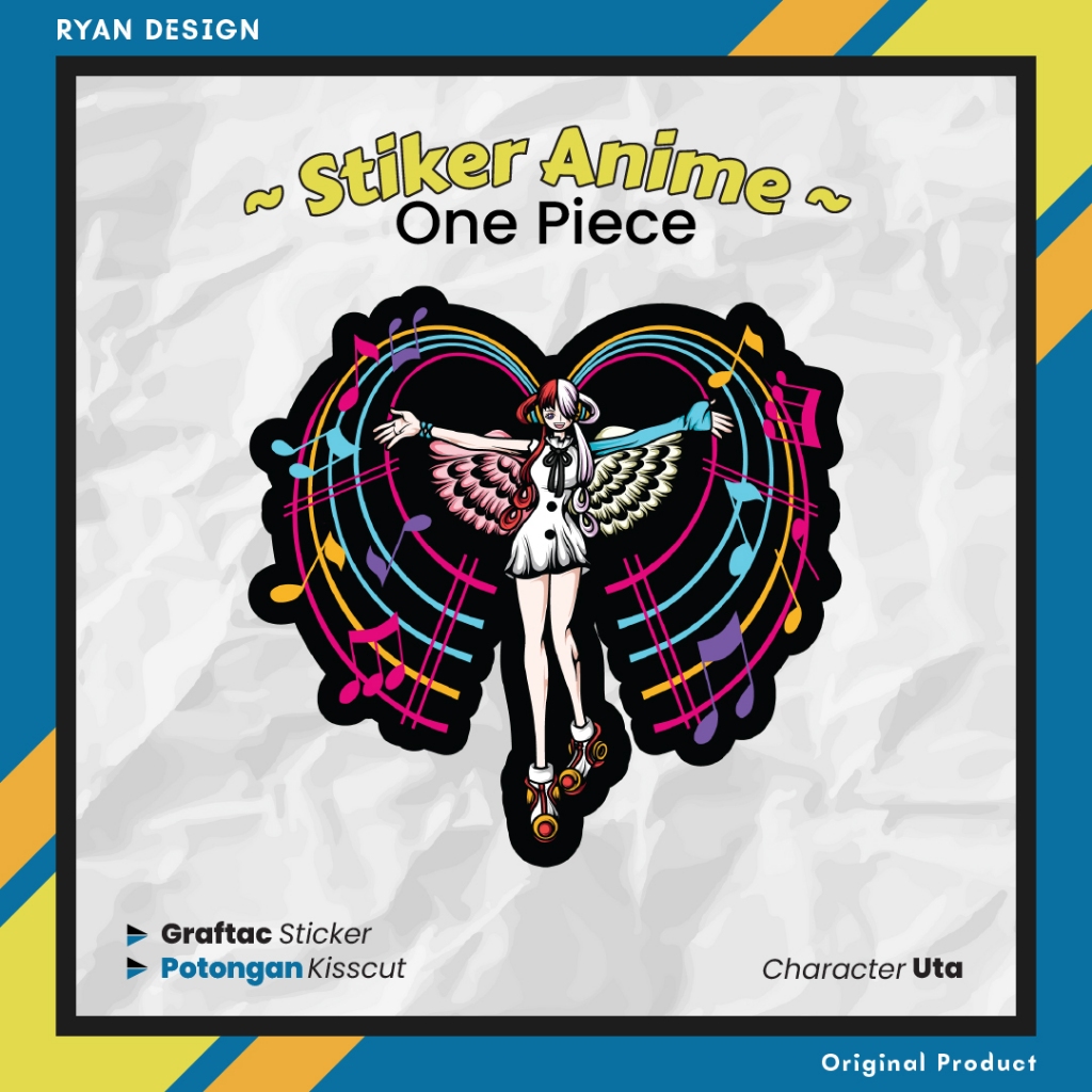 Ryan Design One Piece Uta Anime Sticker - Gratac Kisscut Sticker ...