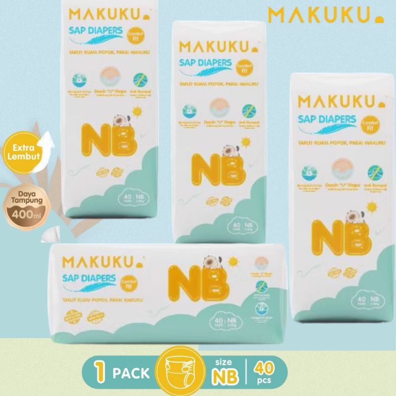 Makuku Comfort Fit SAP Diapers ทารกแรกเกิด NB40 ผ้าอ้อมสําเร็จรูป | Shopee Thailand
