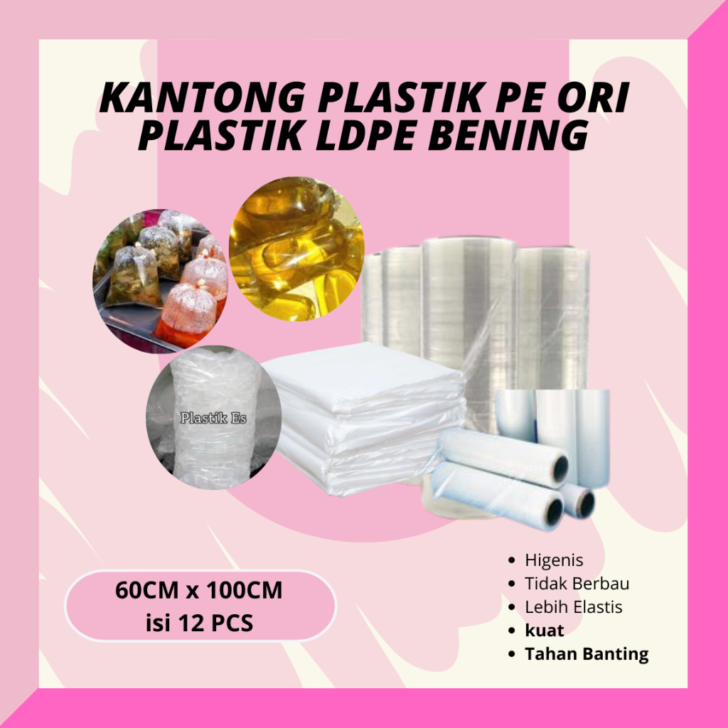 Cpn ORI PE Plastic / ถุงพลาสติก PE / ถุงพลาสติกใส / ห่อพลาสติก 60x100 M1022 | Shopee Thailand