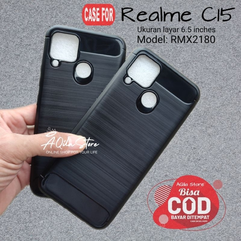 เคสRealme C15 Slim Fit (รุ่น: RMX2180) เคสคาร์บอนแบบนุ่มที่ทนทาน วัสดุ ...