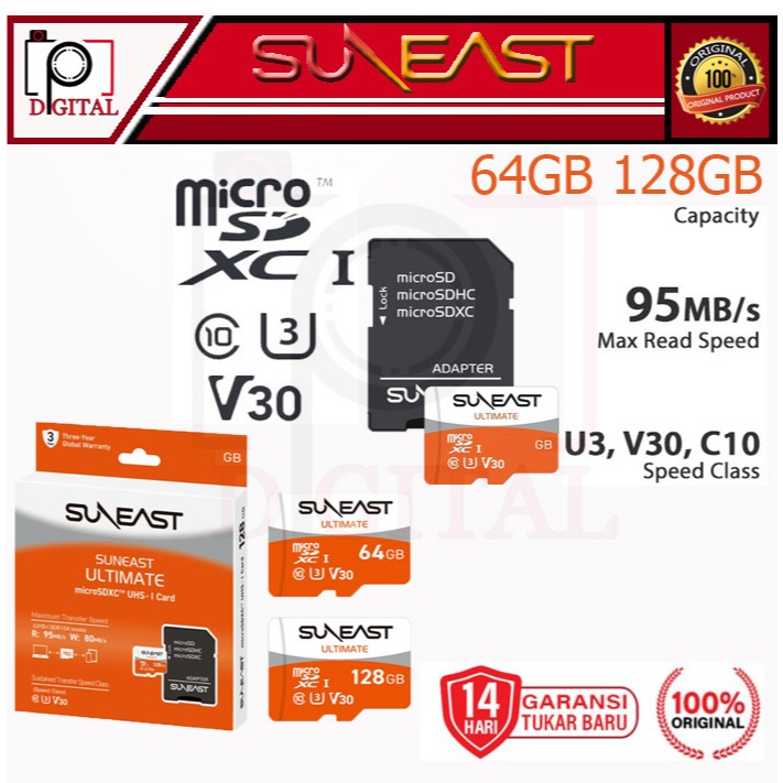 Suneast 128GB - 64GB Ultimate Micro SD SD SDXC UHS-I Card Class 10 V30 | Shopee Thailand