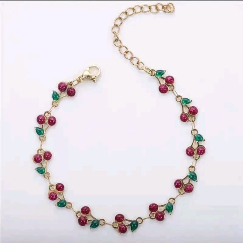 ใหม่ล่าสุด ANTI-RUST CHEERY FULL FRUIT CHAIN TITANIUM BRACELET | Shopee ...