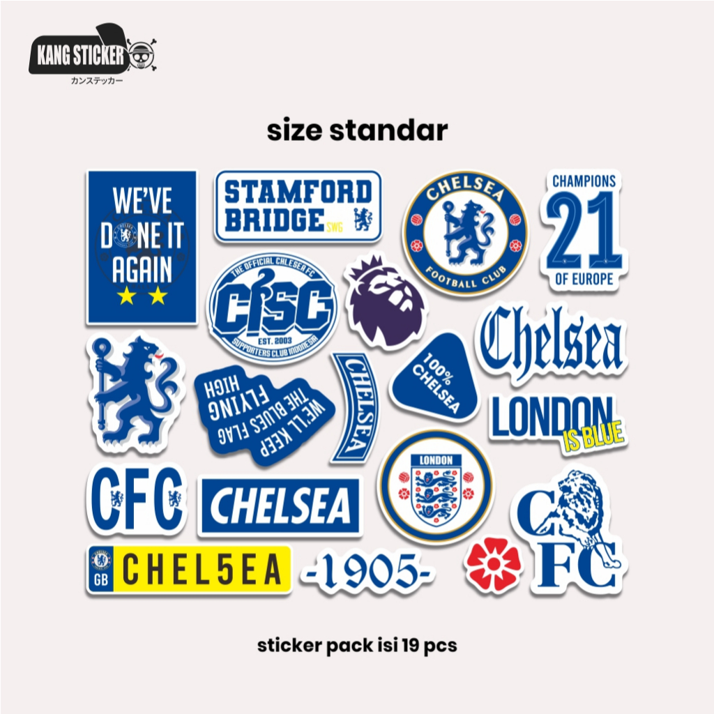 Chelsea STICKER PACK COTENTS 19PCS - สติ๊กเกอร์พรีเมี่ยม - กันน้ํา ...