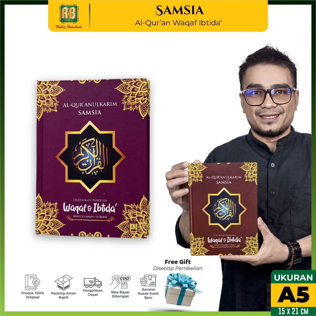 Al Quran Waqf A5 - Medium Al Quran - Al Quran Samsia A5 Khot Khat Utsmani 15 Lines, Quran Waqf ...