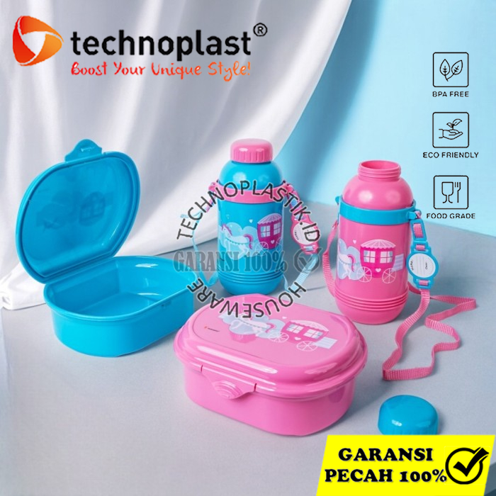 TECHNOPLAST ชุดกล่องอาหารกลางวัน ชุดกล่องข้าว กล่องยูนิคอร์น 830ml และขวด 700ml | Shopee Thailand