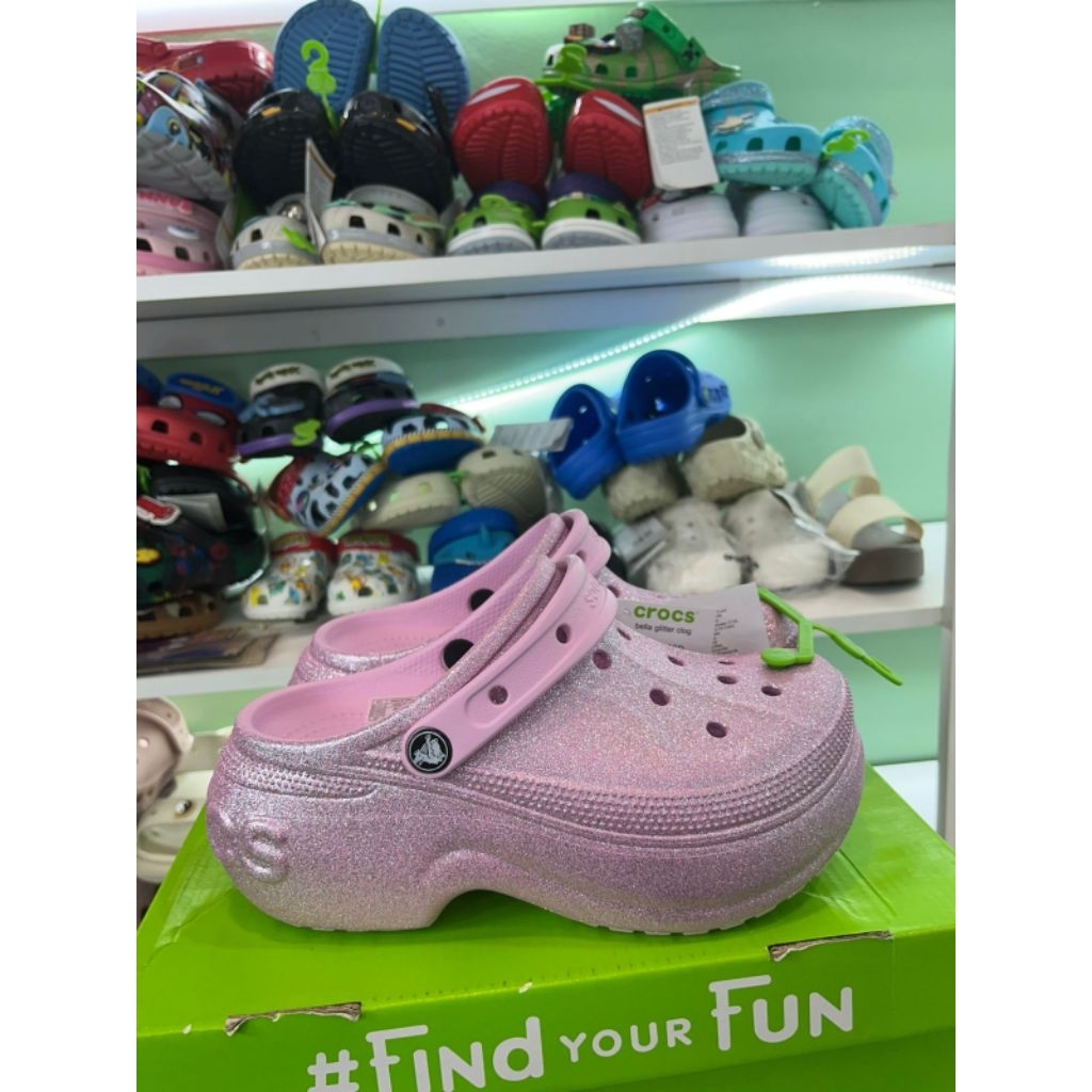 Crocs Bella Glitter Clog Woman / Crocs Classic Bella รองเท้าแตะผู้หญิงแวววาว | Shopee Thailand