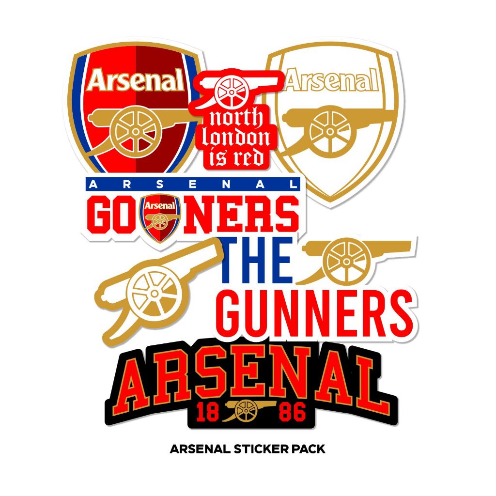 Arsenal Sticker Pack สโมสรฟุตบอล The Gunners ไวนิลเคลือบมันเงา ...