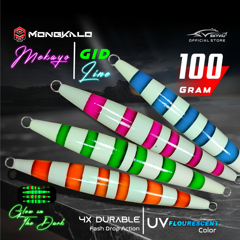 Metal Jig 100 กรัม MEZAYO FULL GID UV NEON FLOURESCENT Metal Jig Killer ...