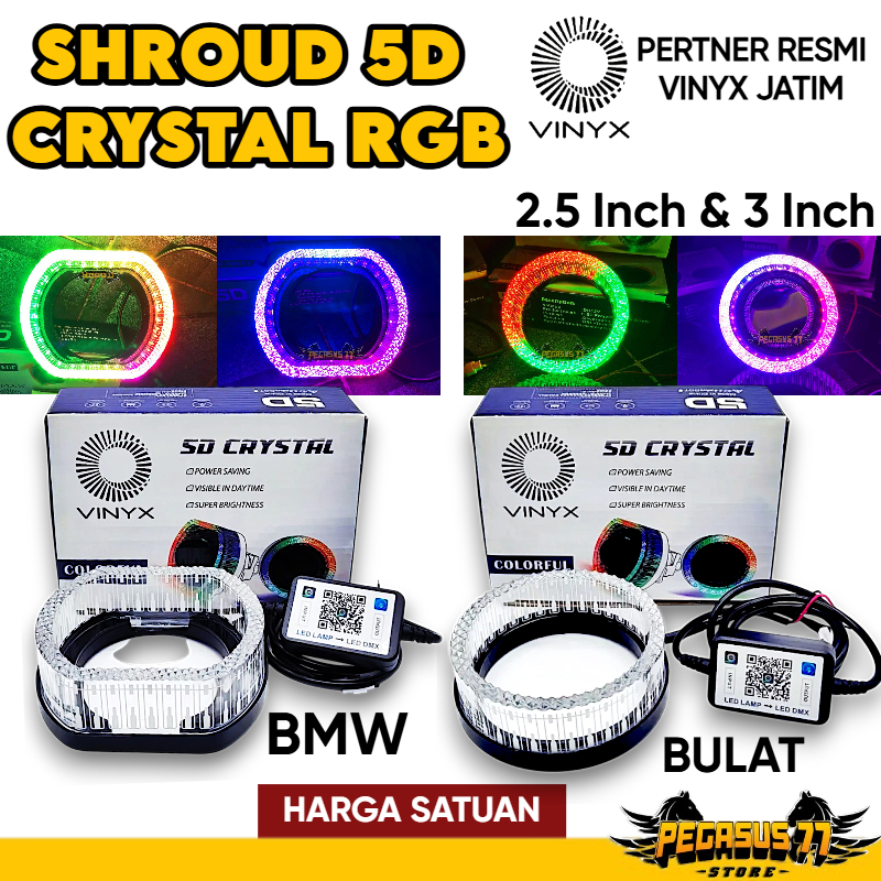 Shroud คริสตัล 5D RGB คริสตัล WRGB Angel Eye APPS BILED ขนาด 2.5 นิ้ว 3 นิ้ว ROUND BMW รถ ...