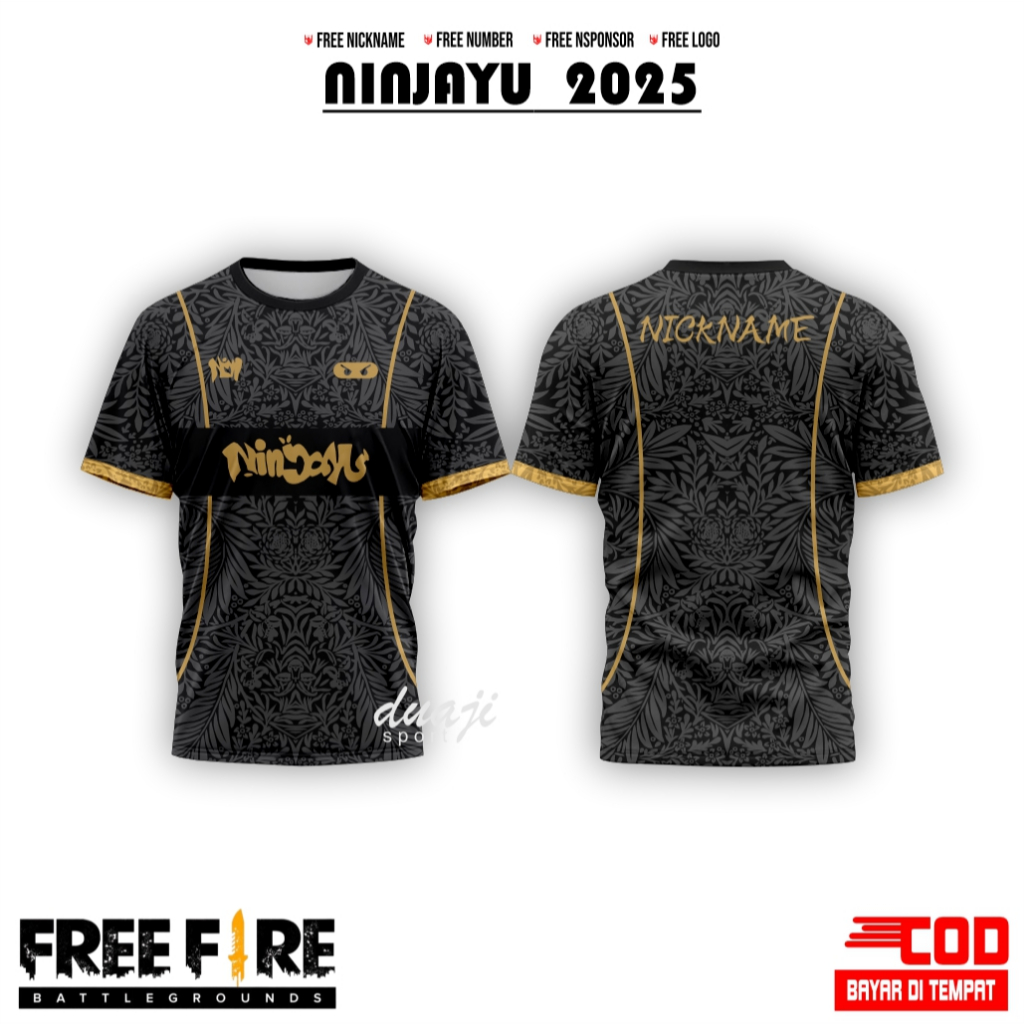 ล่าสุด NINJAYU Free Fire Jersey 2025 ชื่อฟรีการพิมพ์เต็มรูปแบบขนาดพรีเ ...