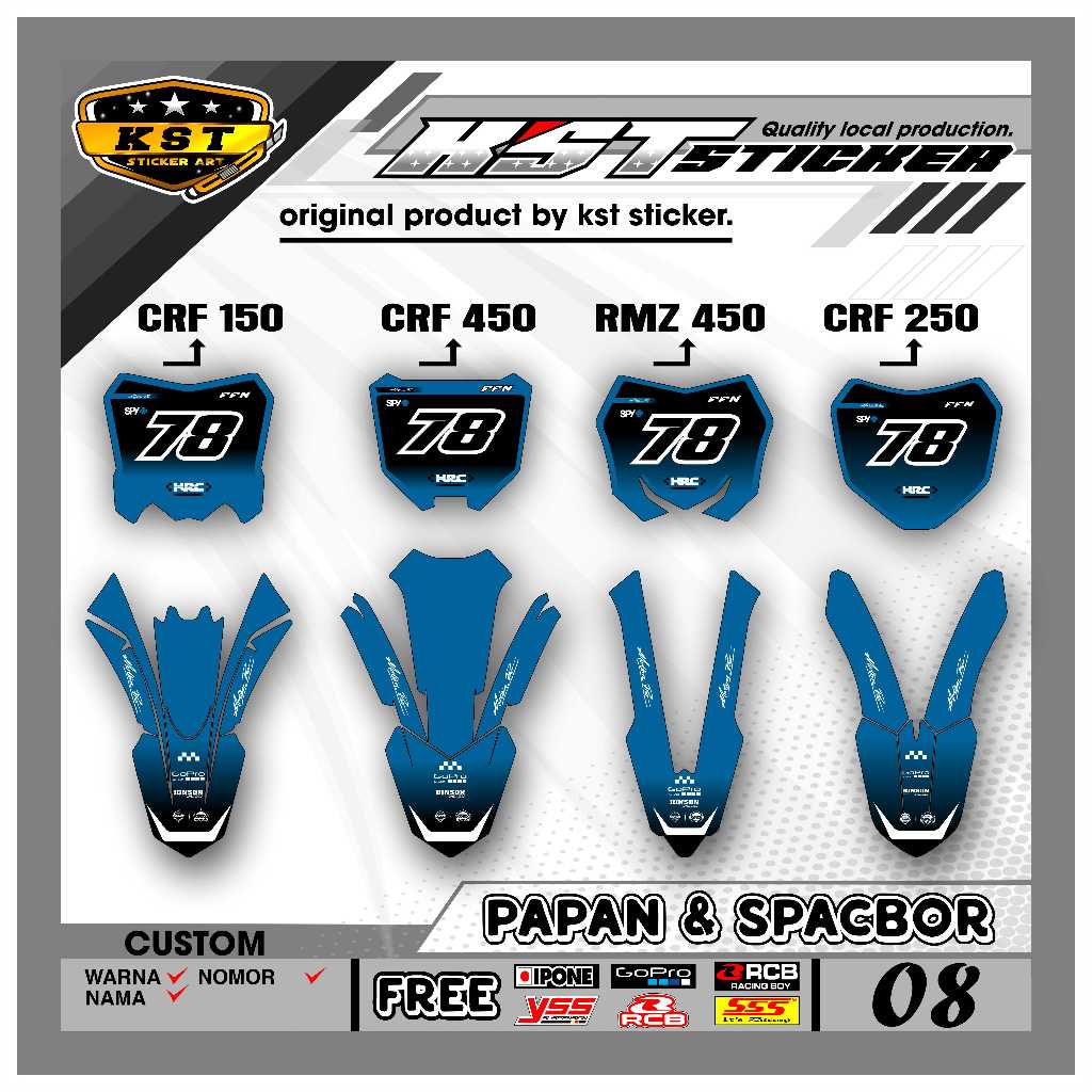 Crf 150/250/450 และ RMZ 450 BOARD และ SPAKBOR สติ๊กเกอร์ CRF ST.08 ...