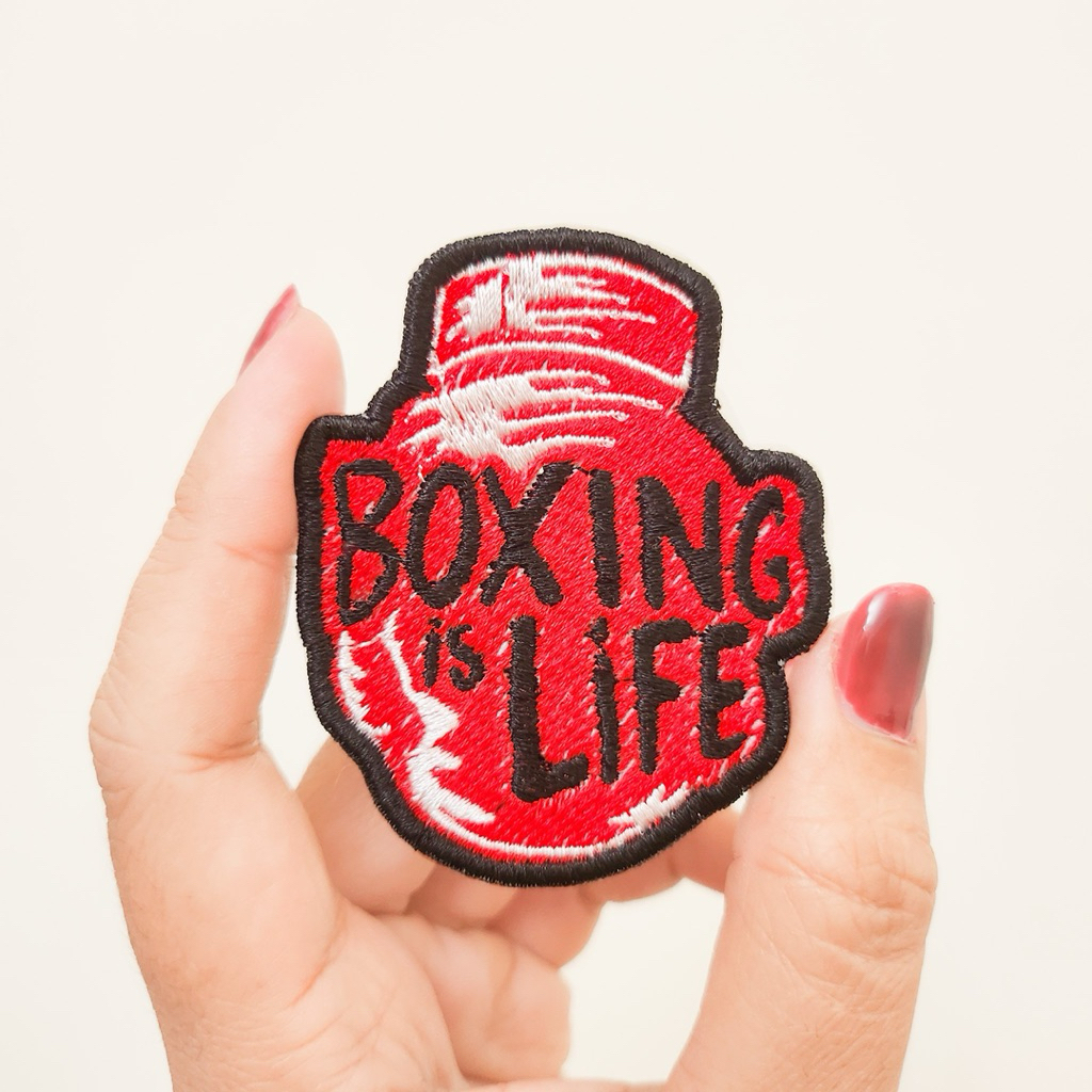 BOXER EMBROIDERY PATCH / IS LIFE BOXING EMBROIDERY BADGE / BOXING ...