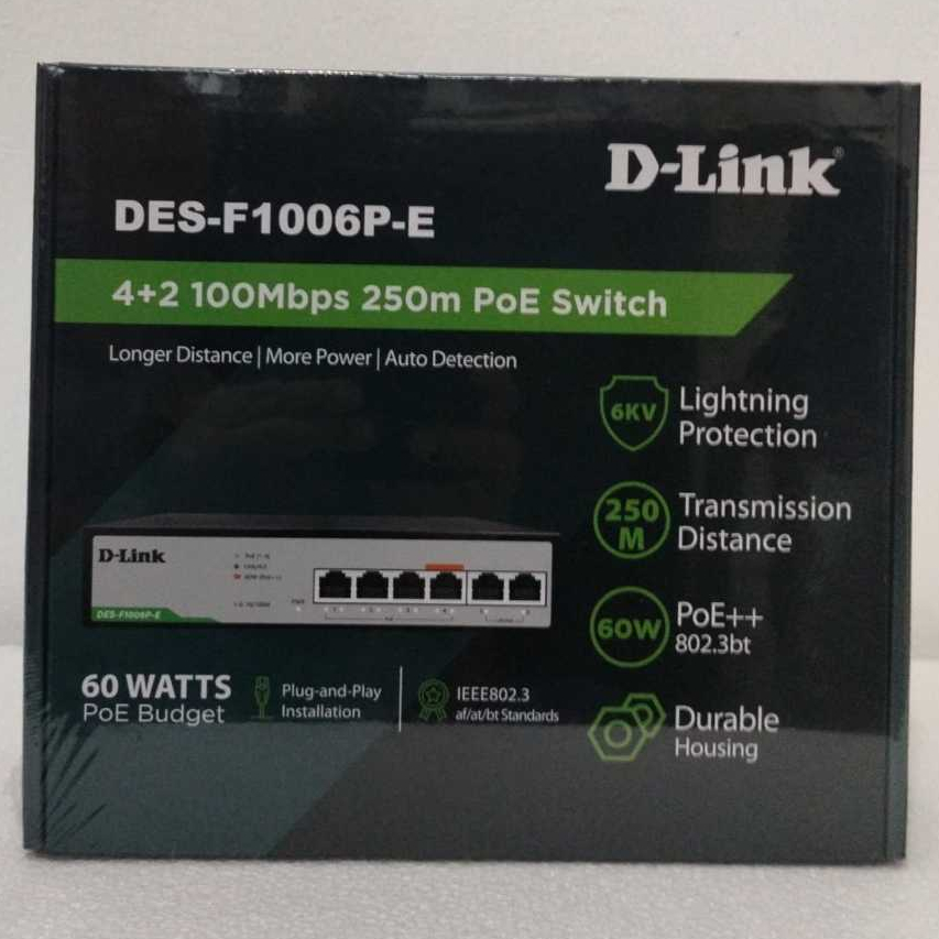 D Link 6-Port 10/100 Long Range PoE+ สวิตช์เฝ้าระวัง DES-F1006P-E ...