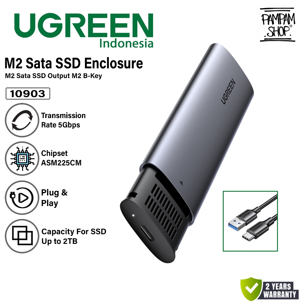 UGREEN 10903 Casing SSD M.2 Enclosure NGFF / SATA เป็น USB A 3.1 Gen2 ...
