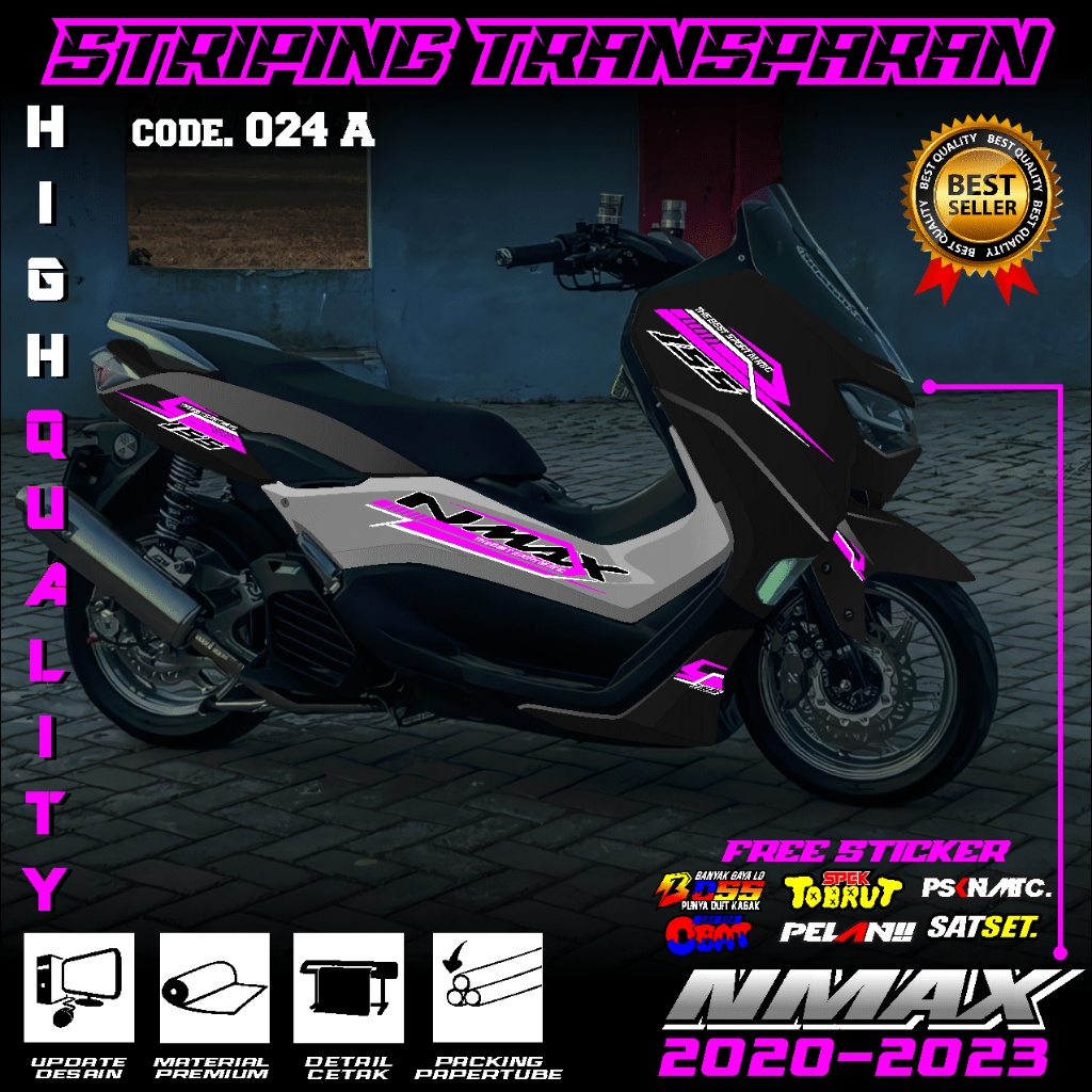 ใหม่ล่าสุด TRANSPARENT STRIPING YAMAHA NMAX ใหม่ 2020 2023 CODE 024 ...