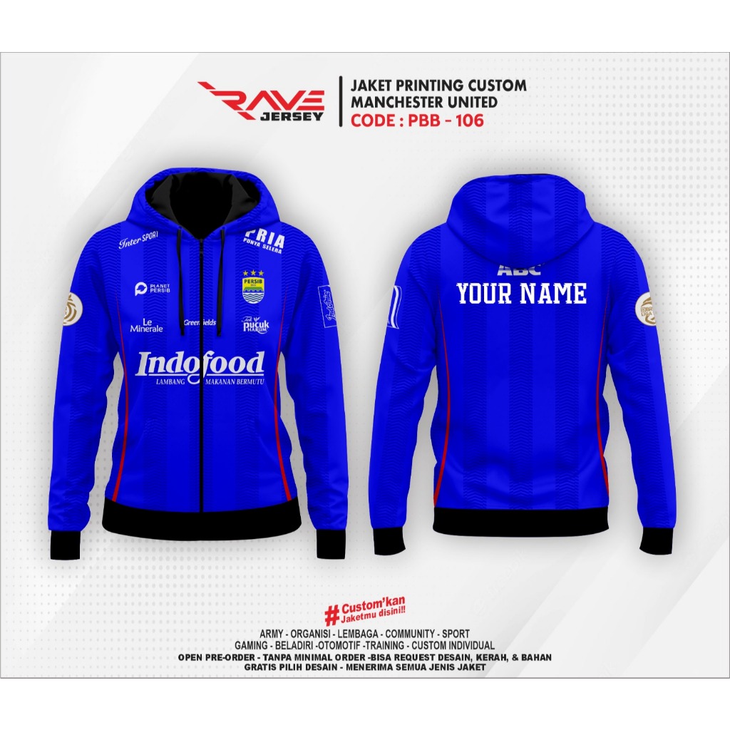 PERSIB พิมพ์เต็มแจ็คเก็ตที่กําหนดเอง SESI TWO CUSTOM JACKET SUBLIM ...