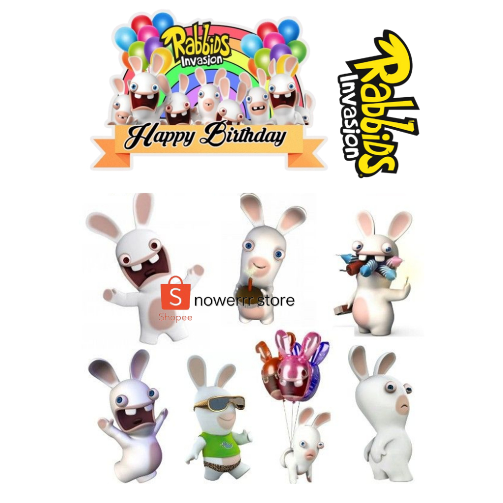 Rabbids INVASION/ ชื่อที่กําหนดเอง RABBIDS INVASION เค้ก Topper/AMBIDS ...
