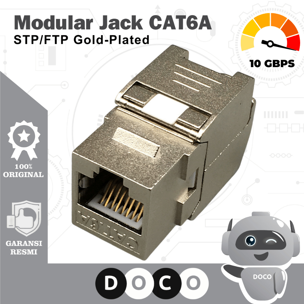 Connector RJ45 หญิง Modular Jack CAT6A STP/FTP Gold-Plated Connector ...