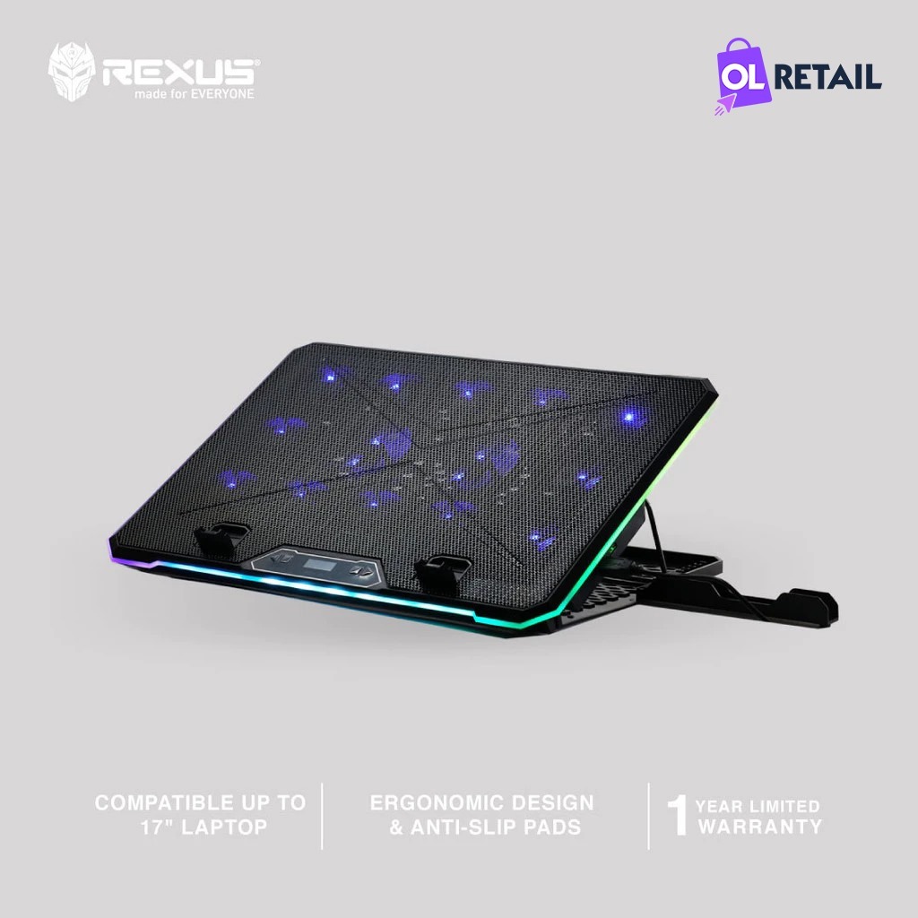 พัดลม Coolerpad REXUS B165 Gaming Breeze RGB 14 พร้อมที่วางโทรศัพท์ ...