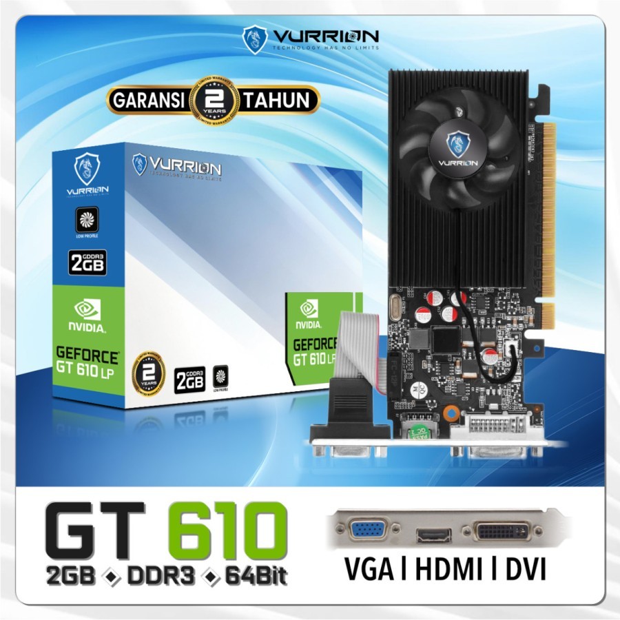 Vga CARD VURRON GT610 LP / VGA NVIDIA VURRON GT610LP / GT610 LP 2GB GDDR3 64-BIT รับประกัน 2 ปี ...