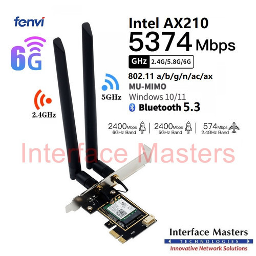 Intel Wifi 6E AX210 pci Express Pcie pci-e dual band ac ax 6 AX210ngw ...