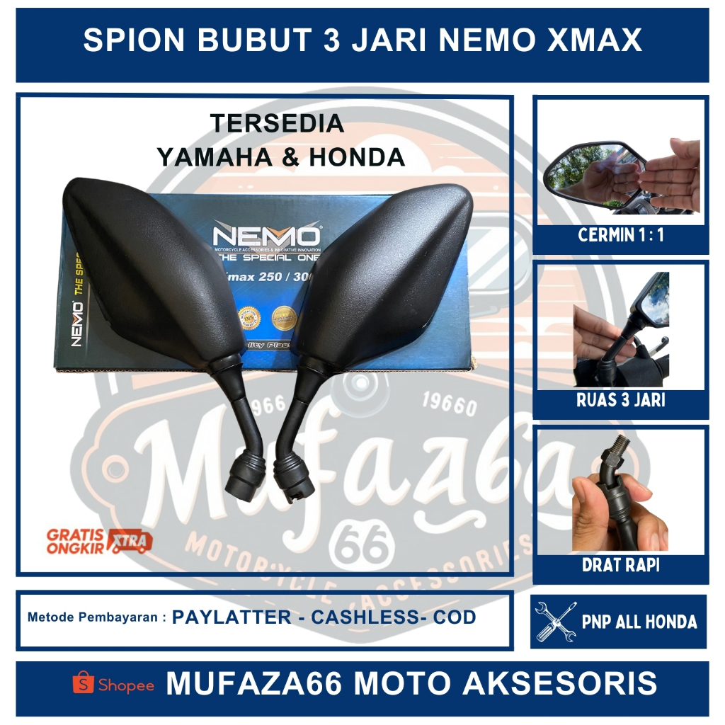 Original Xmax Nemo 3 นิ้วเครื่องกลึงกระจก Universal สั้น Stem เครื่องกลึงกระจกสําหรับรถ ...
