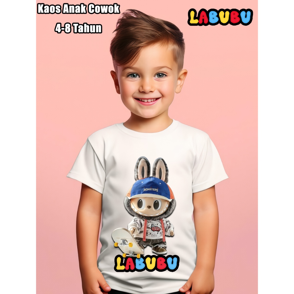 Labubu Motif ชุดเสื้อยืดสําหรับเด็กผู้ชาย อายุ 1-8 ปี SkyBlue Store ...