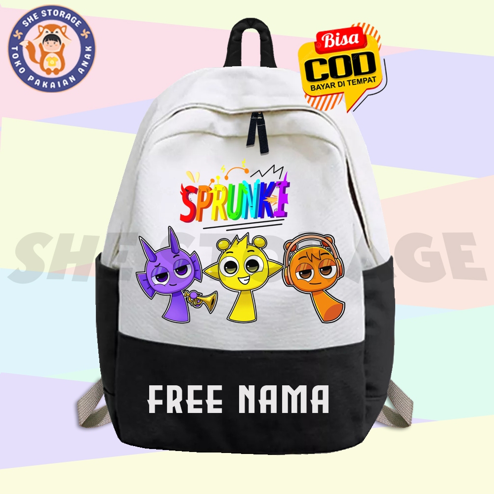 (ฟรีชื่อพิมพ์) Childrens BACKPACK BAG CHILDRENS SCHOOL BAG SPRUNKI ...