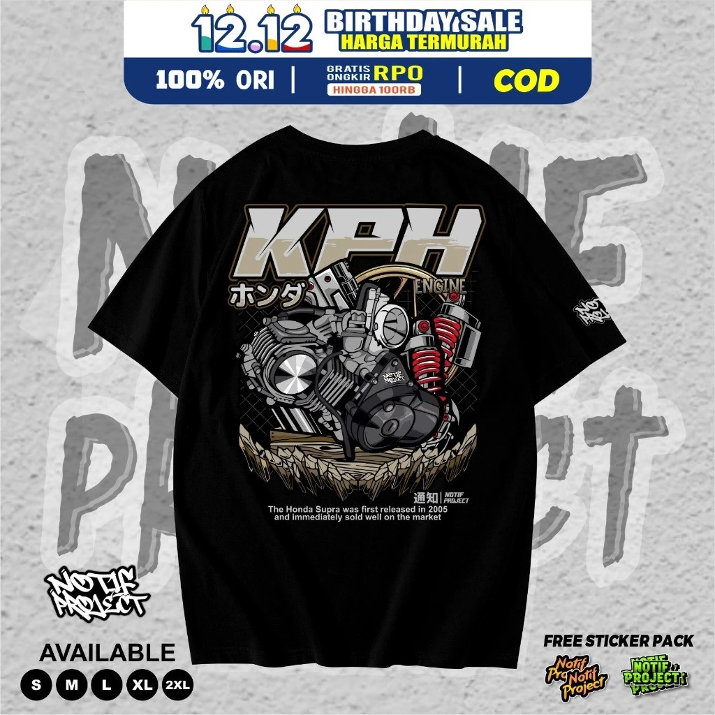 NOTIFPROJECT KPH GANK เสื้อยืด KPH ENGINE COTTON UNISEX DISTRO | Shopee ...