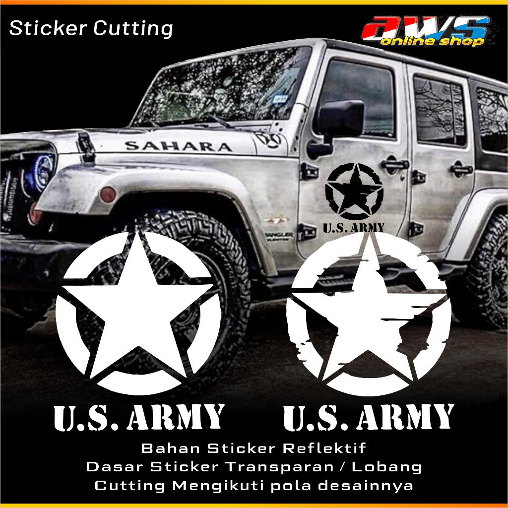 JEEP US Army Star Cutting Sticker สําหรับรถยนต์ / รถบรรทุก / รถจี๊ป ...