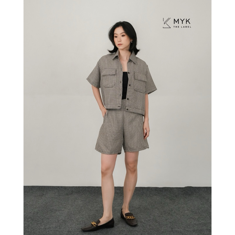KEMEJA MYK.TheLabel | Phoebe Set ทวีดหนึ่งชุดเสื้อสูทผู้หญิงล่าสุดกางเกงขาสั้นทวีดคลาสสิกสไตล์ ...