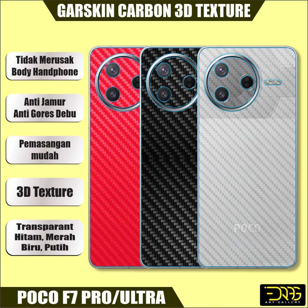 POCO F7 Pro / F7 Ultra Garskin Carbon สติ๊กเกอร์คาร์บอนป้องกันเชื้อรา | Shopee Thailand