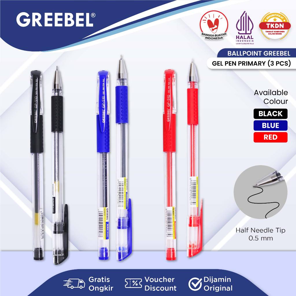 GREEBEL GEL PEN / GEL PEN GP- 510 หลัก 0.5 (3 ชิ้น/เซ็ต) / Gel Ballpen ปากกาลูกลื่น ปากกาเจล ...