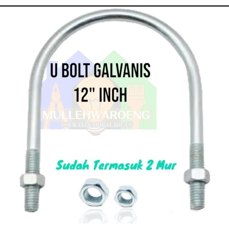 12 นิ้ว Ubolt ท่อ Clamp / Iron U Bolt Clamp 3/8" x 12" สังกะสีสังกะสี | Shopee Thailand