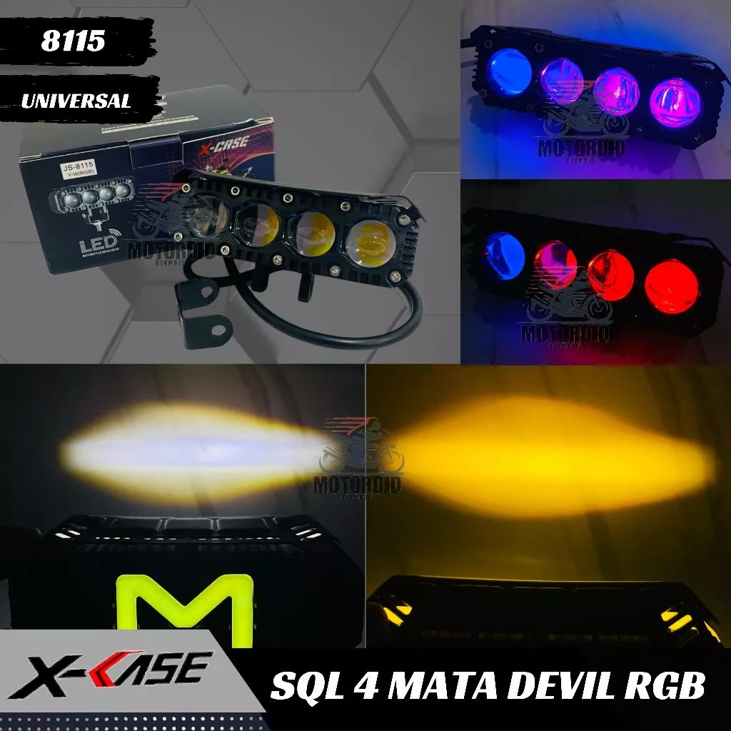 Mata PUTIH Sql ไฟยิง 4 Eyes Plus Devil RGB Hi Low White Yellow Bracket ...