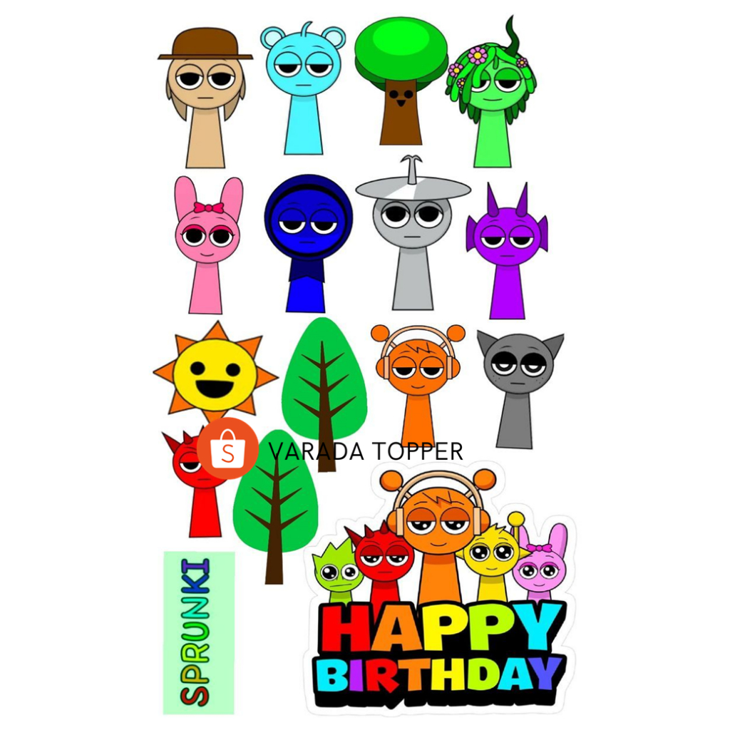 SPRUNKI/Sprunki วันเกิด Topper ฟรีที่กําหนดเองชื่อ/SPRUNKI เค้กวันเกิด ...