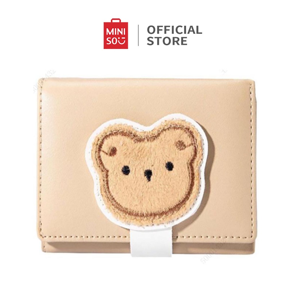 Miniso Womens Wallet Womens Wallet Womens Cute Fuzzy Bear Short Trifold ...