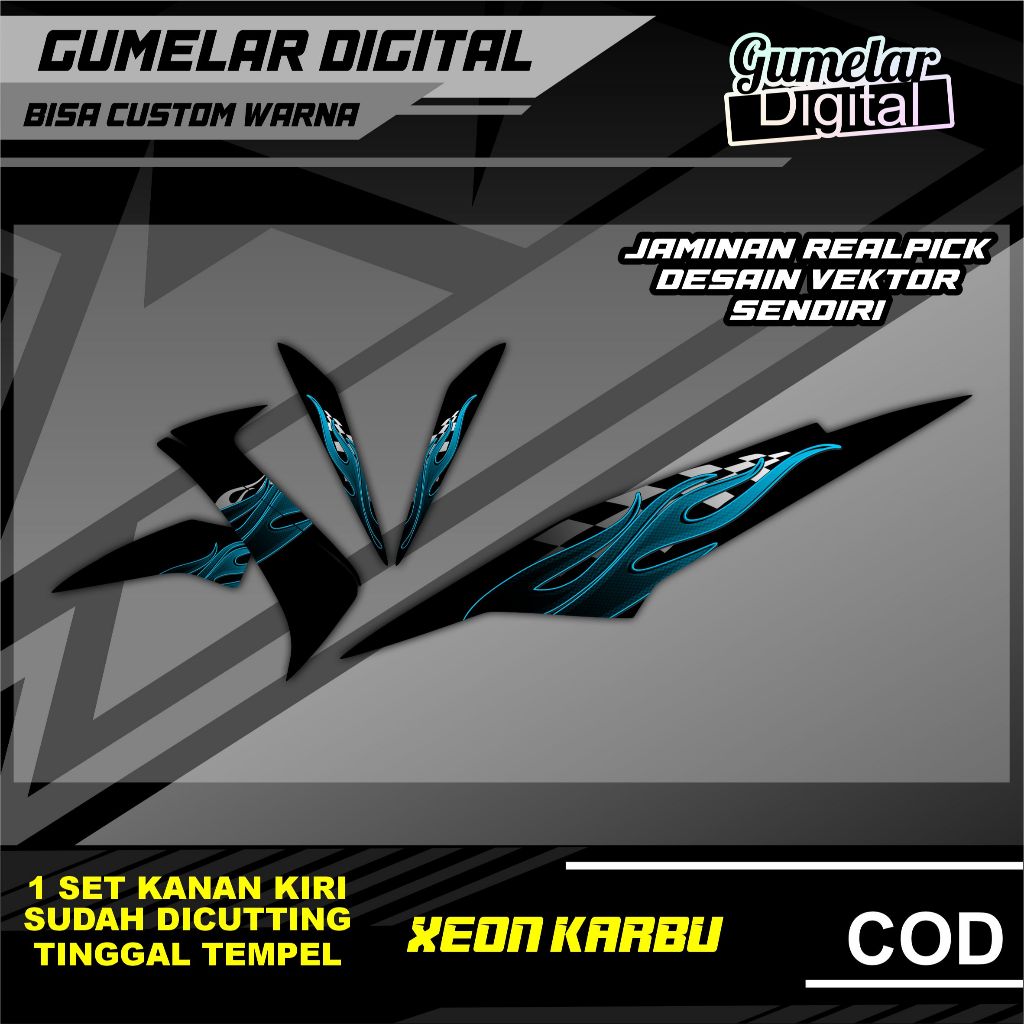 แถบเรียบง่าย YAMAHA XEON FIRE KARBU LIVERY SS BLUE V2 ALREADY CUT, JUST ...